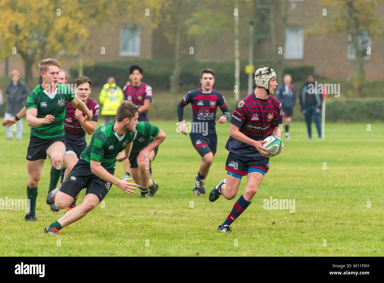 Kent University students at Canterbury competing in a rugby union match ...
