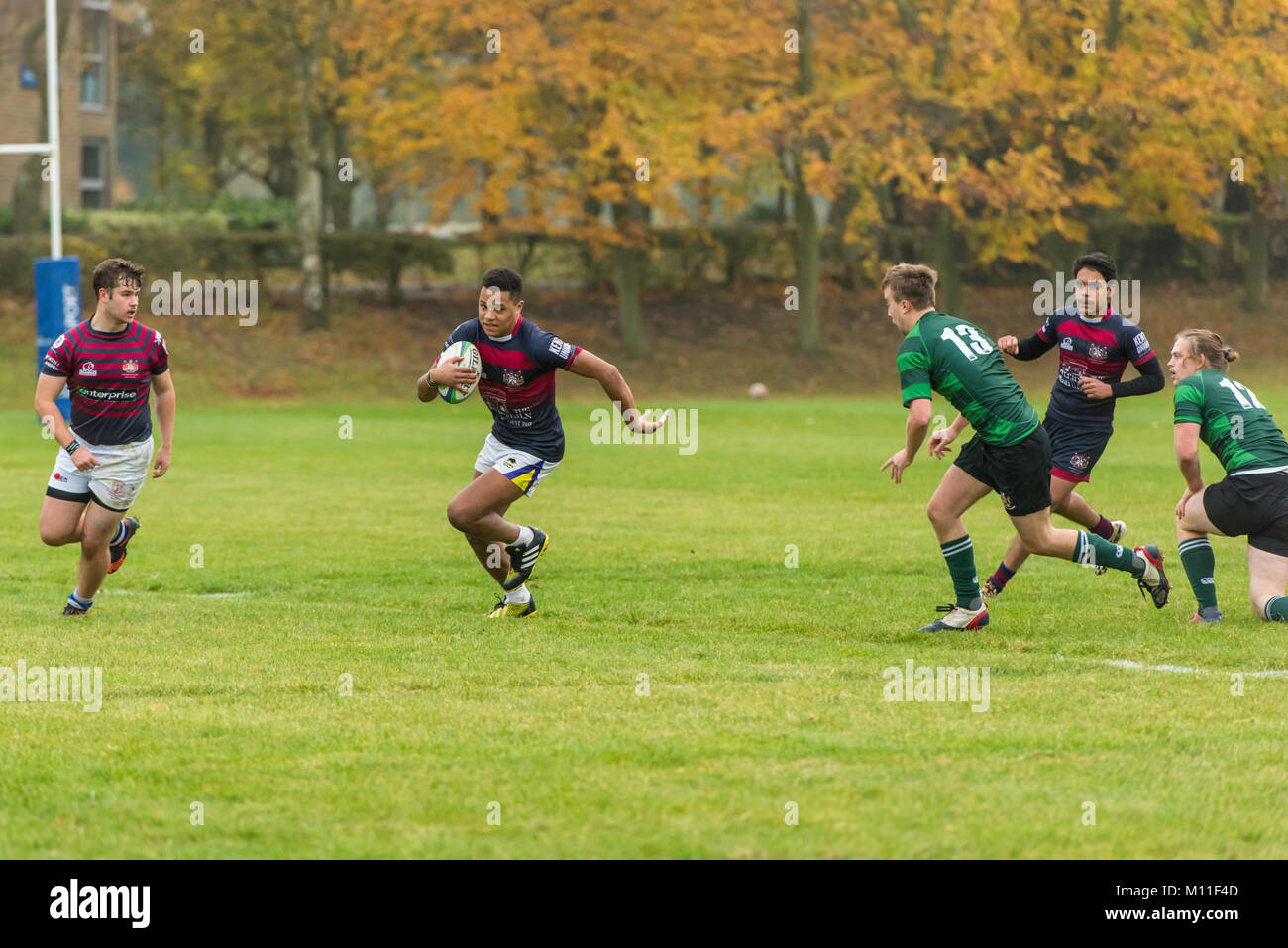 Kent University students at Canterbury competing in a rugby union match ...