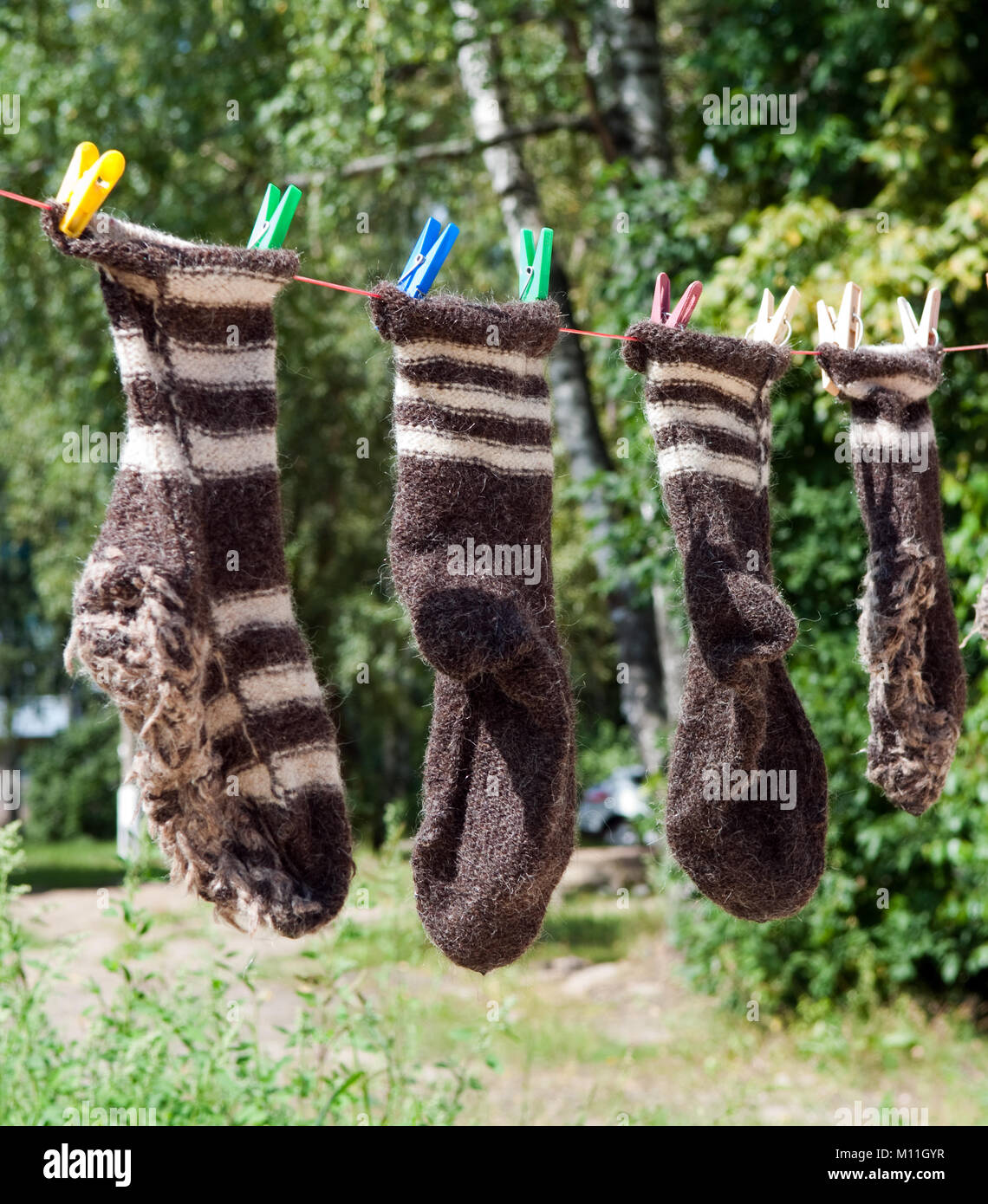 Wool socks drying hi-res stock photography and images - Alamy