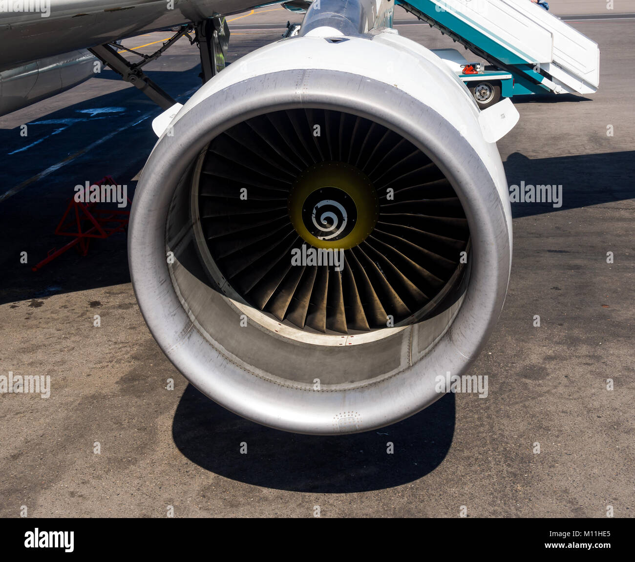Moscow, Russia - June 01, 2016, The engine of the modern jetliner ...