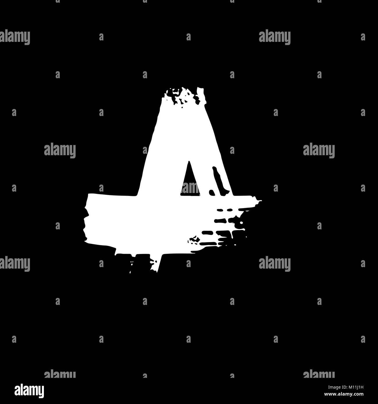 Letter A. Handwritten by dry brush. Rough strokes font. Vector ...
