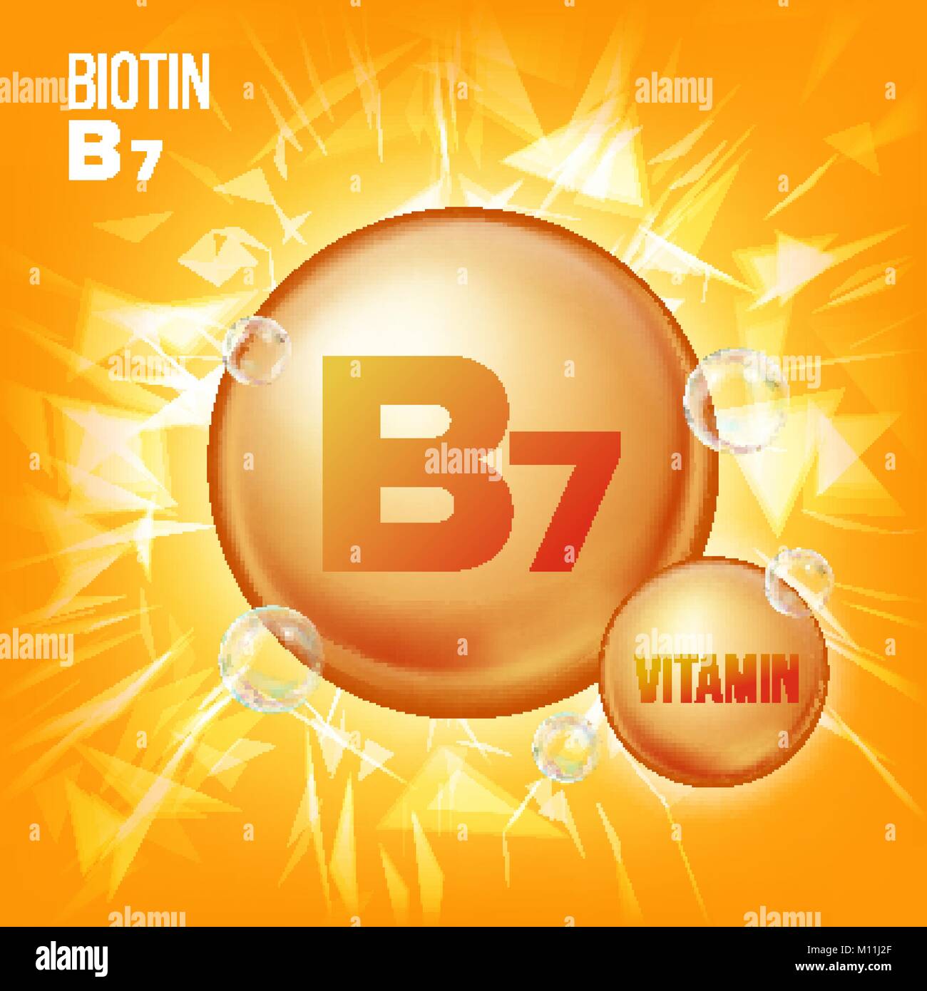 Vitamin B7 Biotin Vector. Vitamin Gold Oil Pill Icon. Organic Vitamin ...