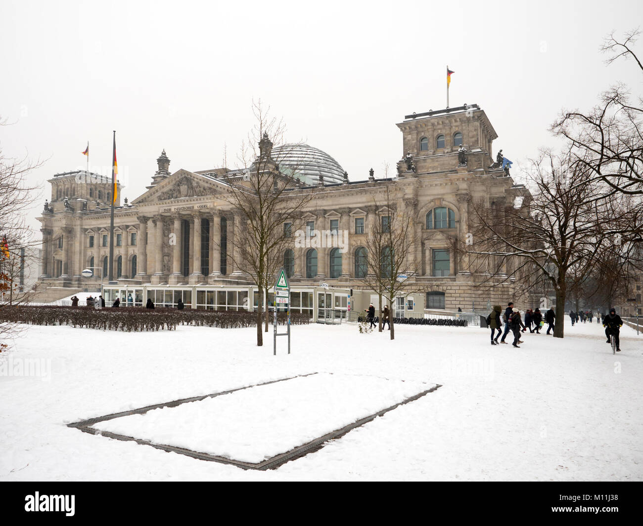 GERMANY, BERLIN - JANUARY 6, 2016: Tourists visiting the Reichstag ...
