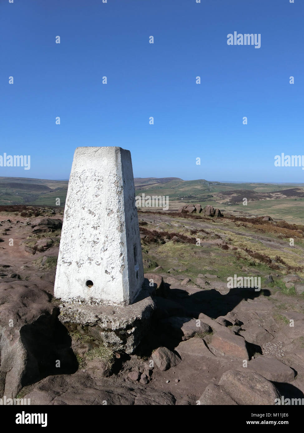 Trig Point at The Roaches Gritstone Escarpment, Staffordshire Moorlands ...