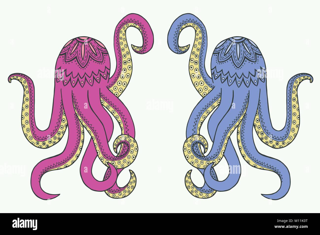 Two octopus Zen Tangle Stock Vector Image & Art - Alamy