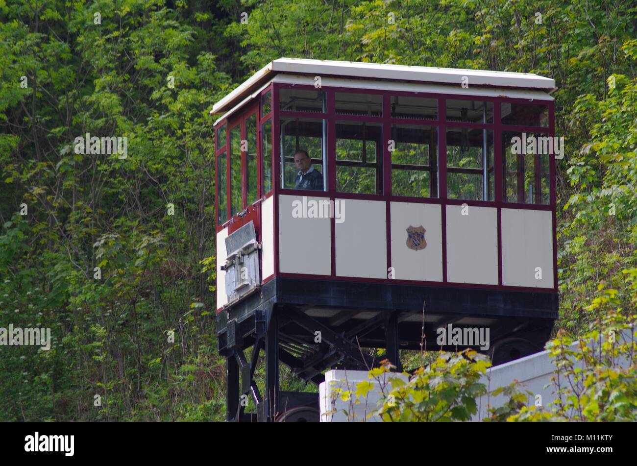 Babbacombe Funicular Cliff railway, 1926, against the Acid Green of ...