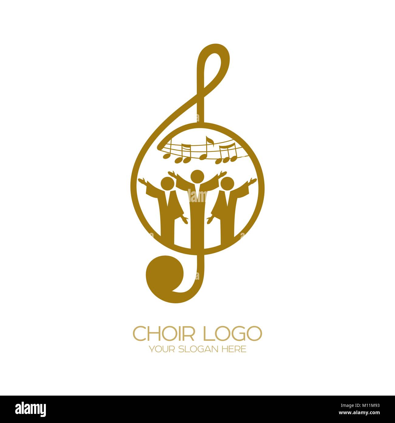 Music logo. Christian symbols. Believers in Jesus sing a song of ...
