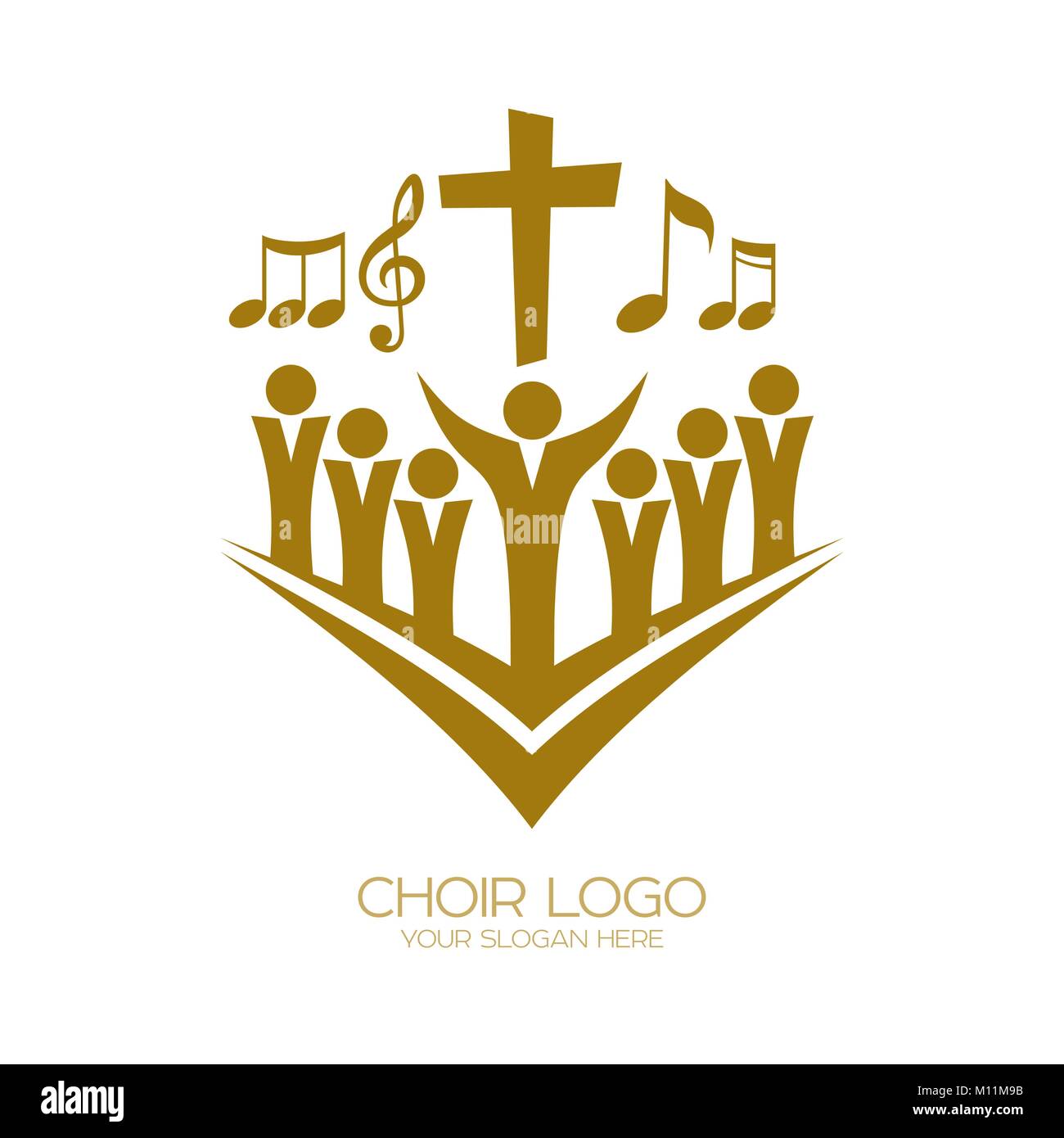 Music logo. Christian symbols. Believers in Jesus sing a song of ...