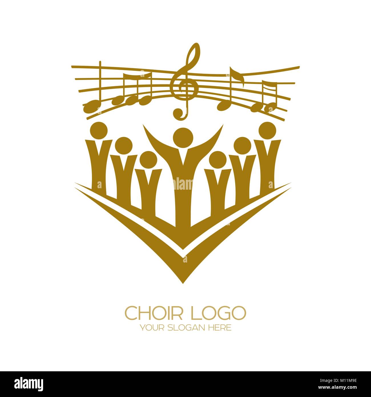 Music logo. Christian symbols. Believers in Jesus sing a song of ...