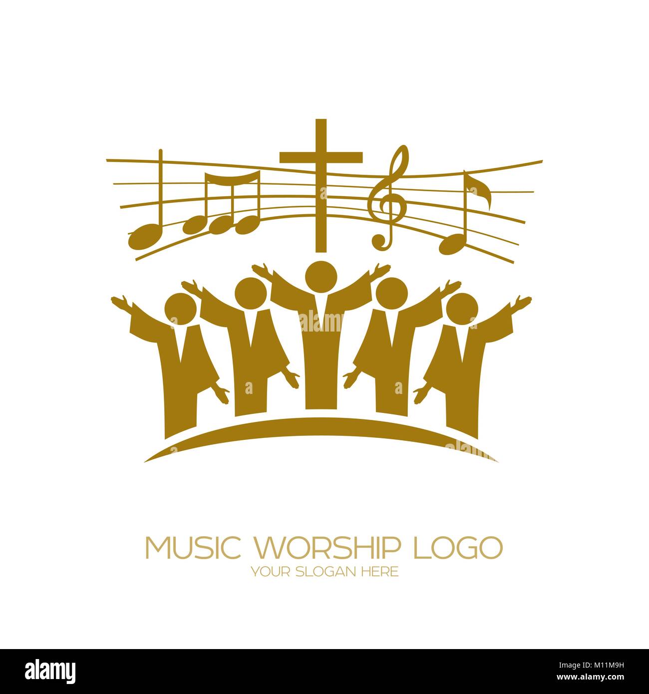 Music logo. Christian symbols. Believers in Jesus sing a song of ...