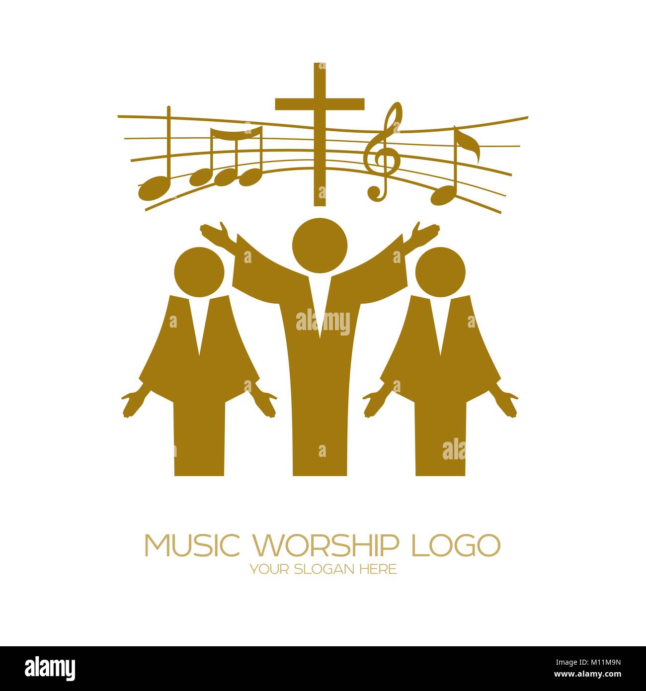 Music logo. Christian symbols. Believers in Jesus sing a song of ...