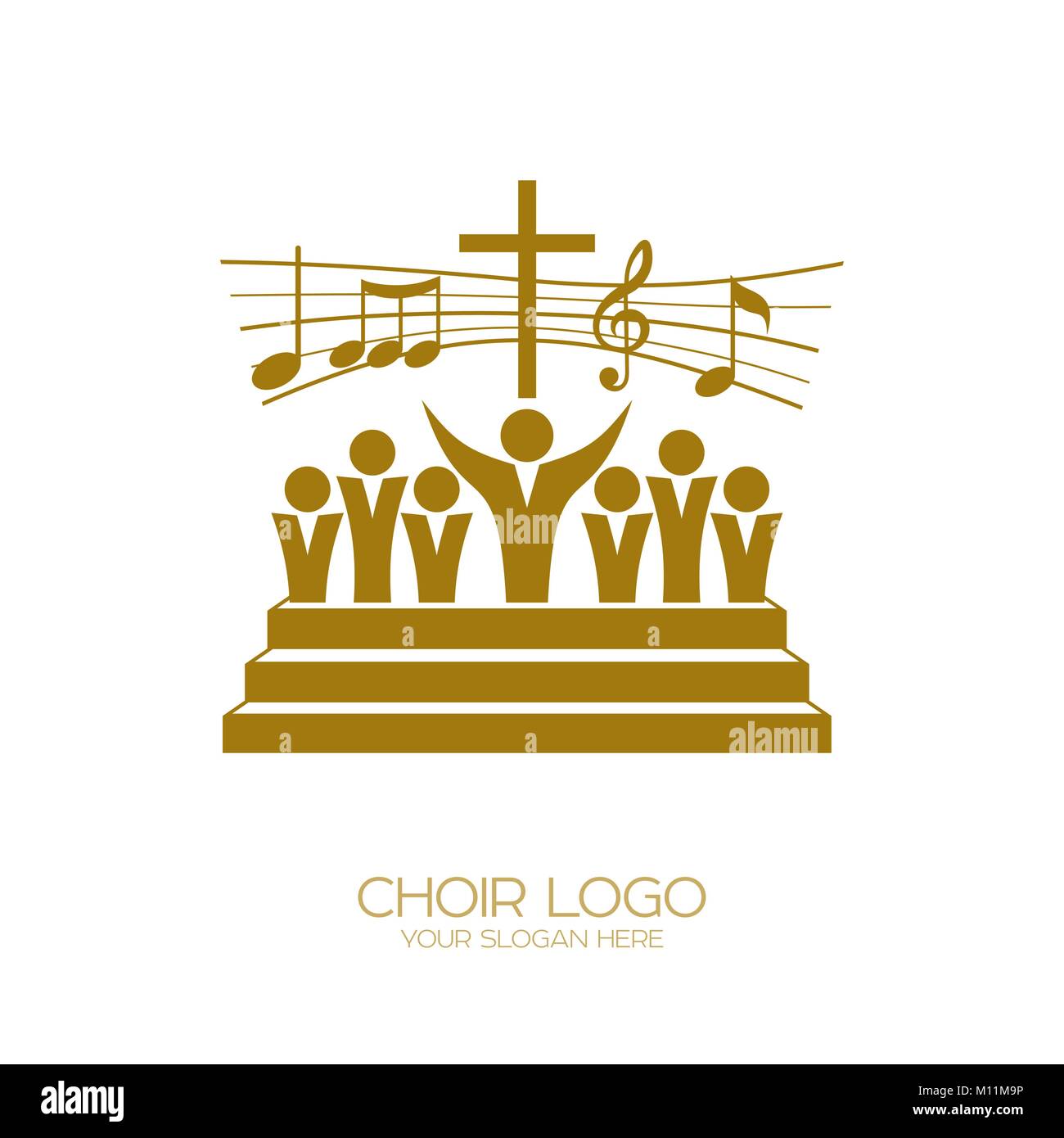 Music logo. Christian symbols. Believers in Jesus sing a song of ...
