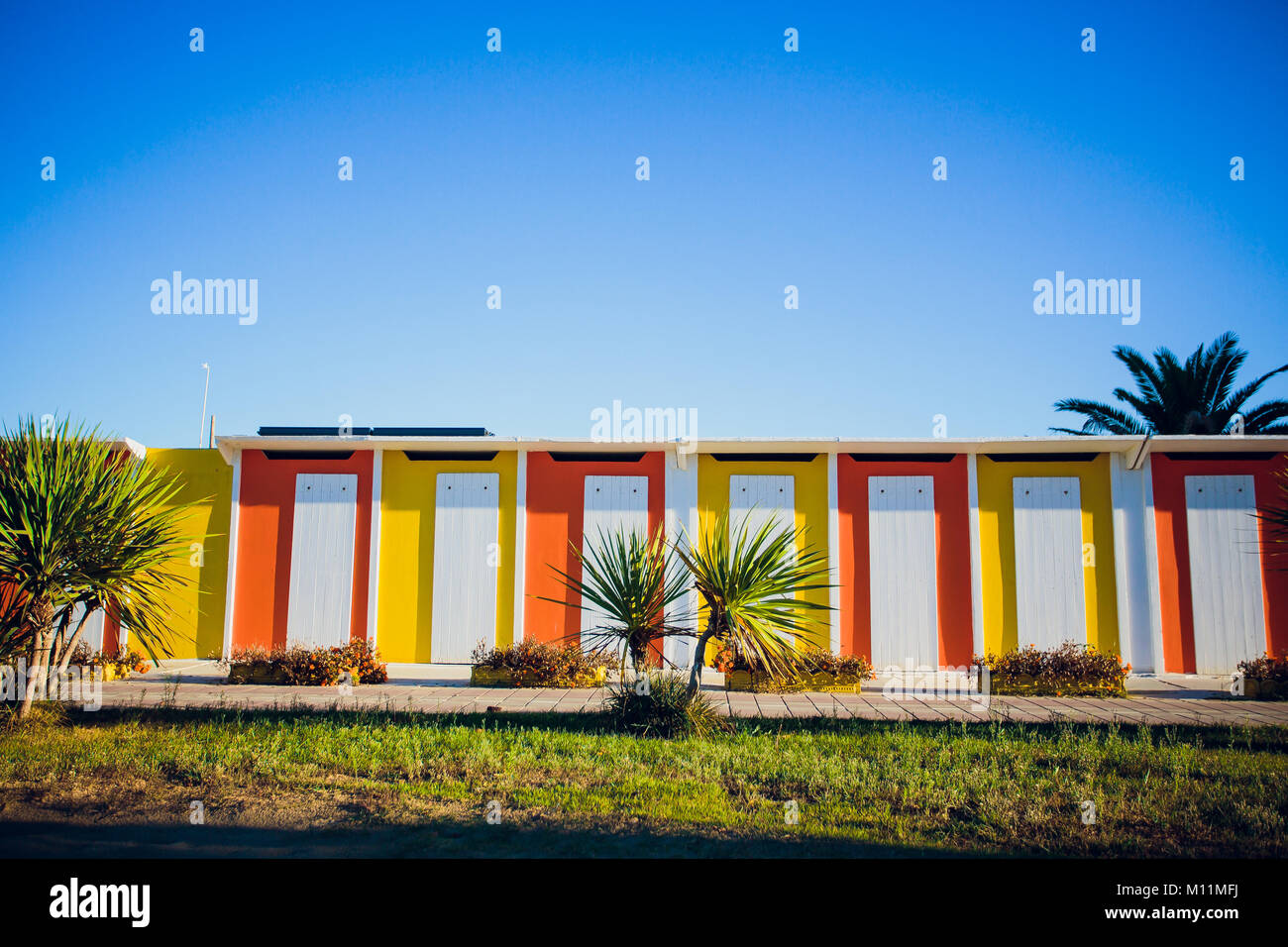 beach changing rooms blue cabin sea dressing room lockers room Stock ...