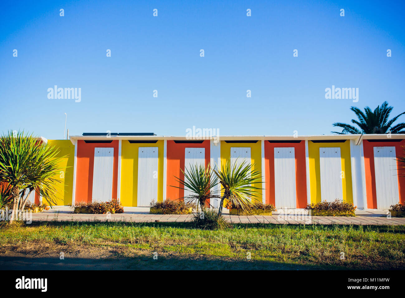 beach changing rooms blue cabin sea dressing room lockers room Stock ...