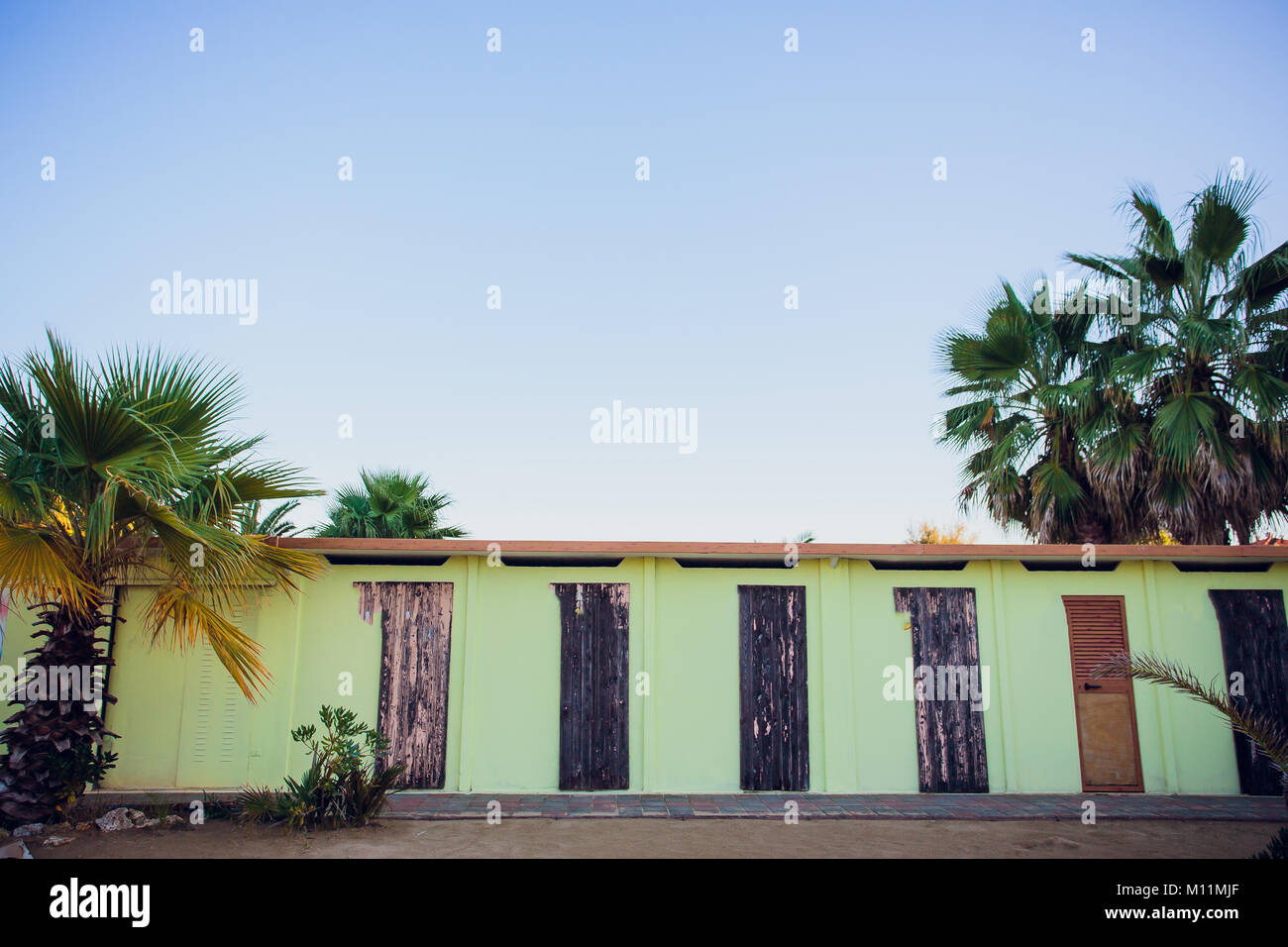 beach changing rooms blue cabin sea dressing room lockers room Stock ...