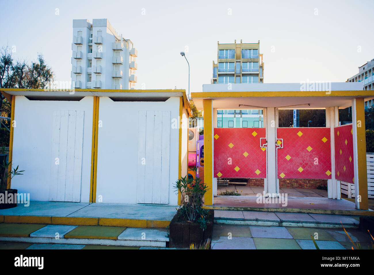 beach changing rooms blue cabin sea dressing room lockers room Stock ...