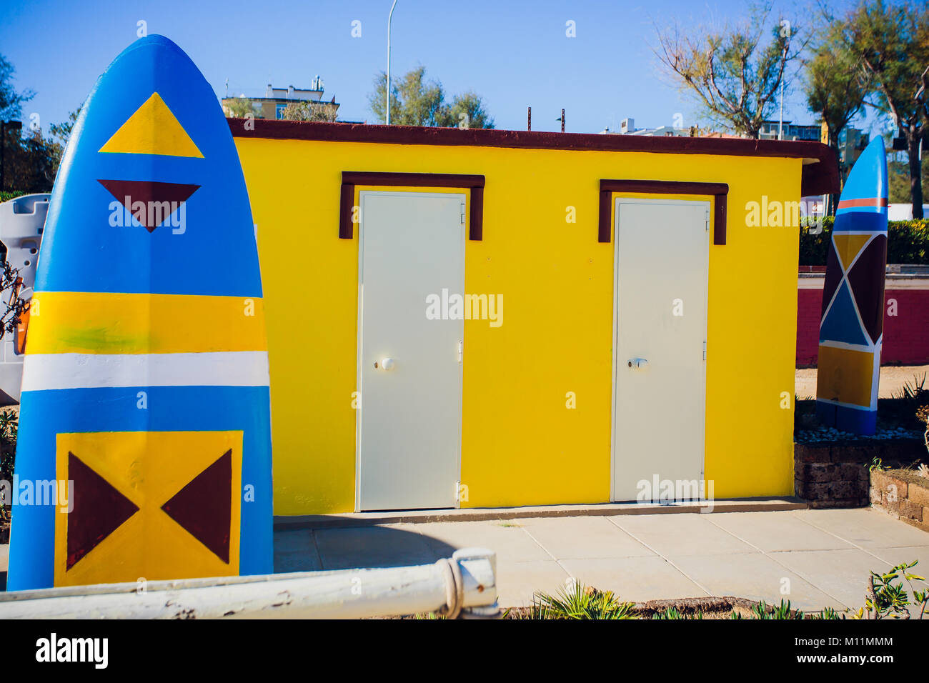 beach changing rooms blue cabin sea dressing room lockers room Stock ...