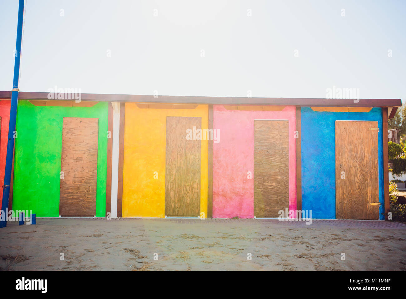 beach changing rooms blue cabin sea dressing room lockers room Stock ...