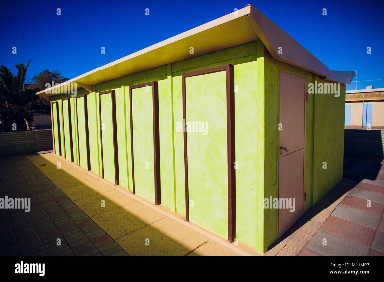 beach changing rooms blue cabin sea dressing room lockers room Stock ...