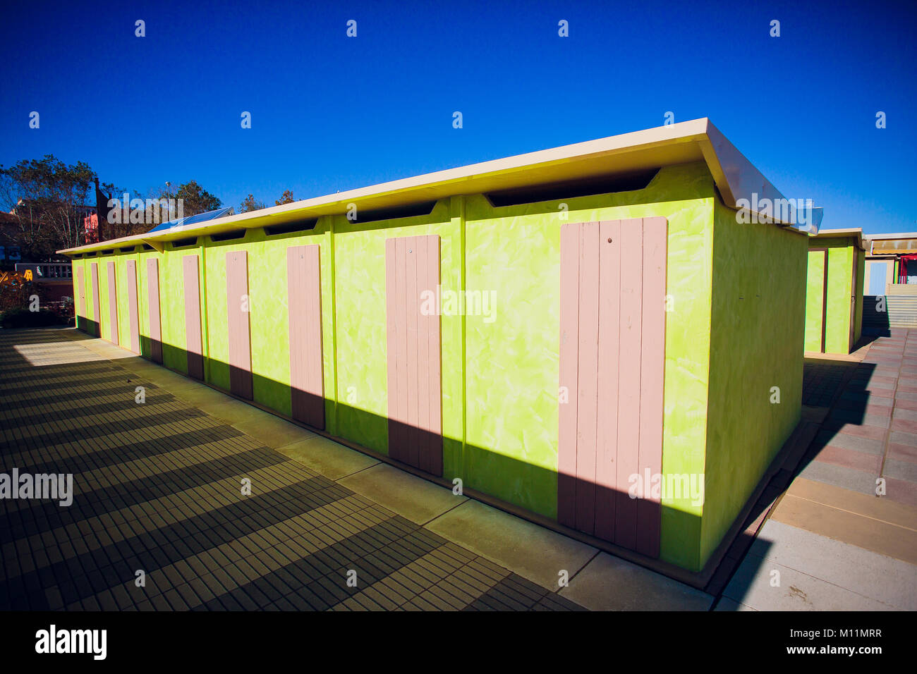 beach changing rooms blue cabin sea dressing room lockers room Stock ...