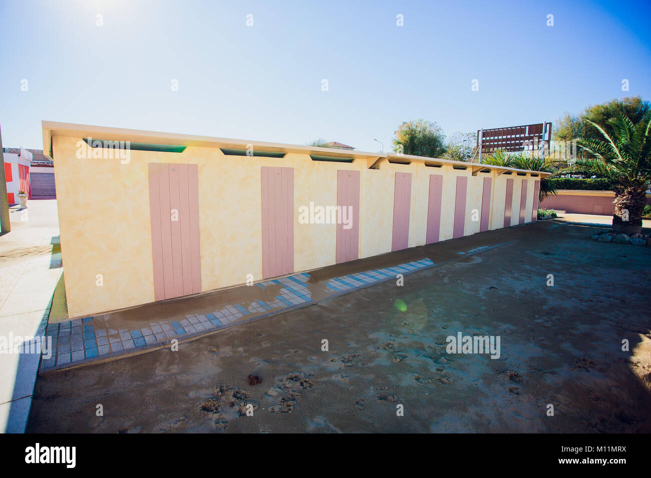 beach changing rooms blue cabin sea dressing room lockers room Stock ...