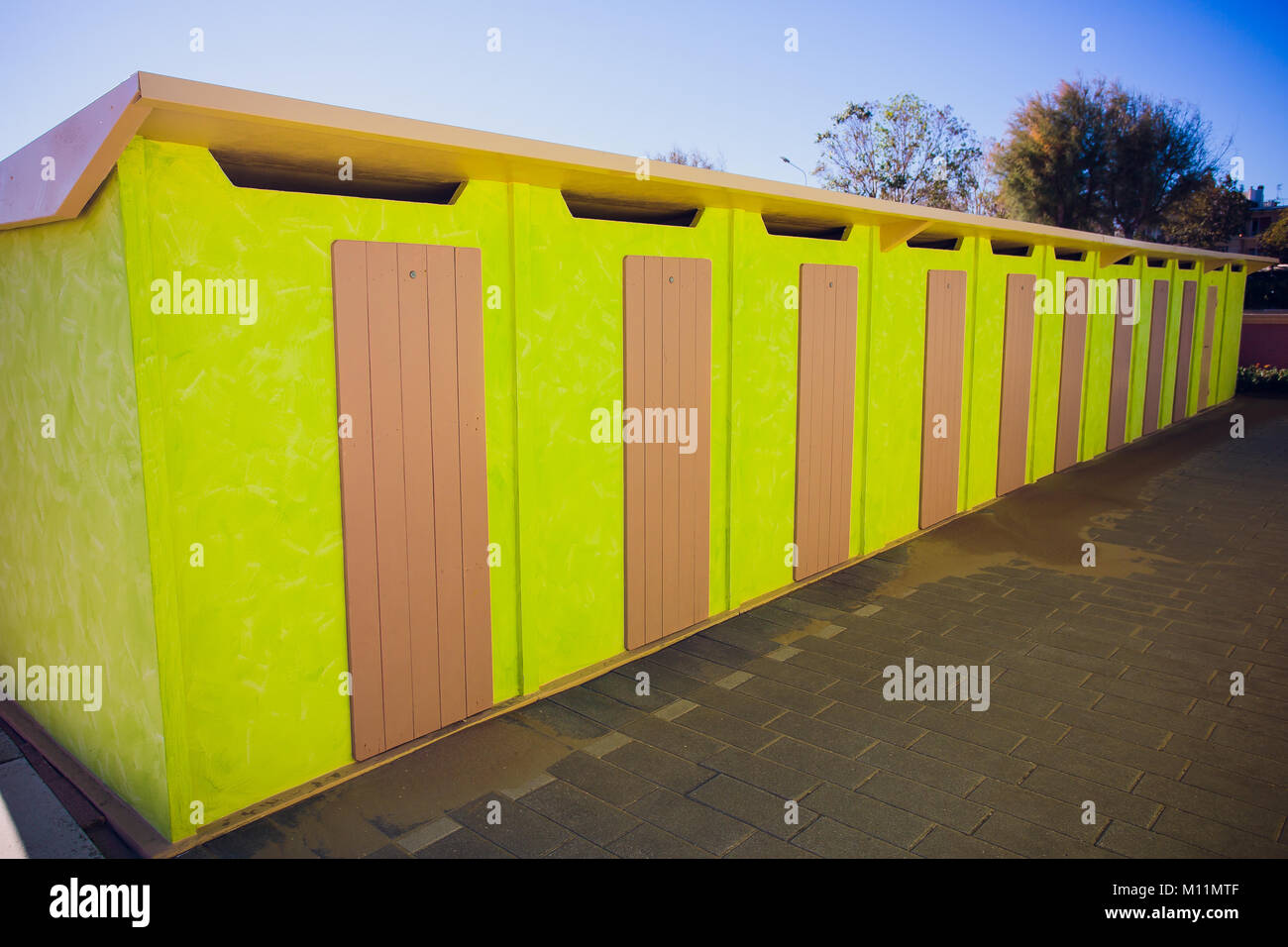 beach changing rooms blue cabin sea dressing room lockers room Stock ...