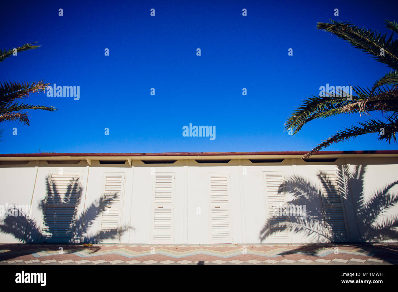 beach changing rooms blue cabin sea dressing room lockers room Stock ...