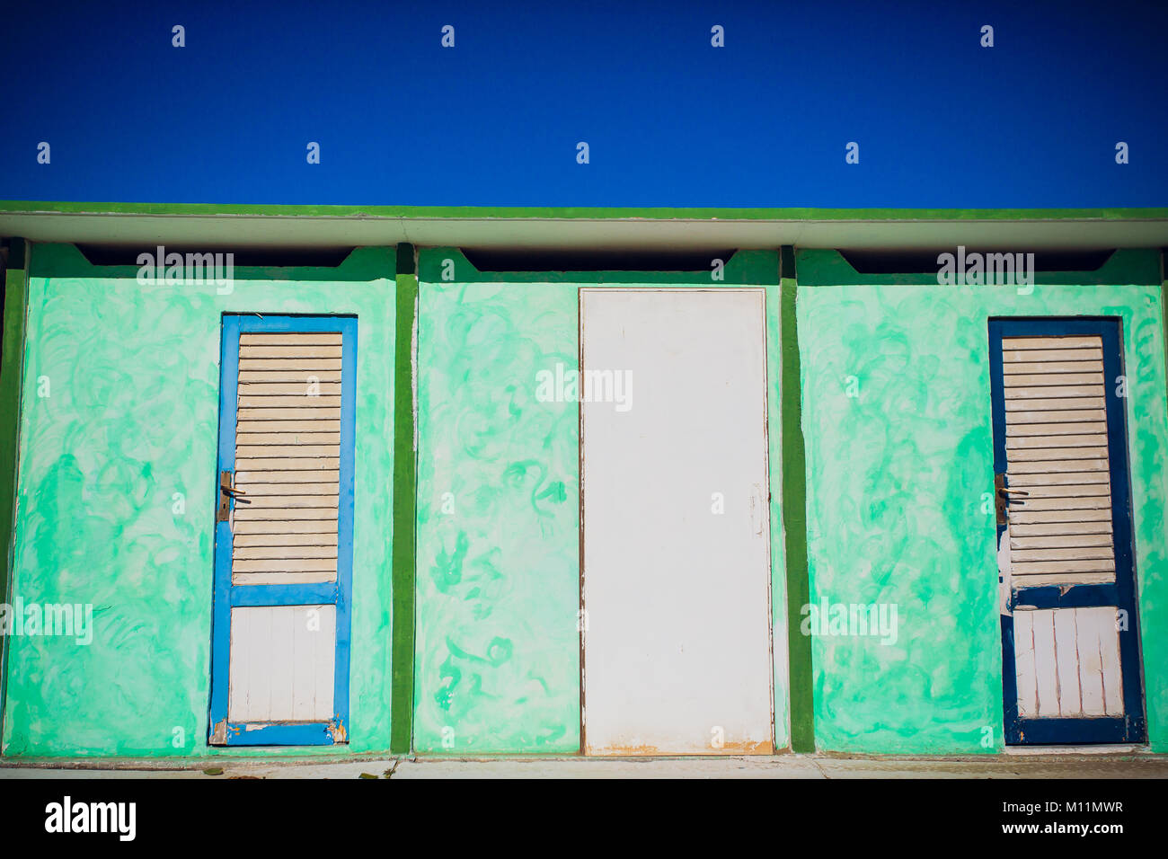 beach changing rooms blue cabin sea dressing room lockers room Stock ...