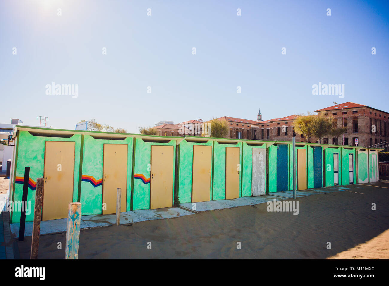 beach changing rooms blue cabin sea dressing room lockers room Stock ...