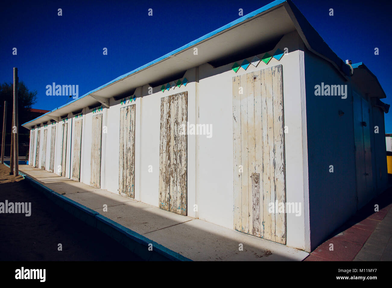 beach changing rooms blue cabin sea dressing room lockers room Stock ...