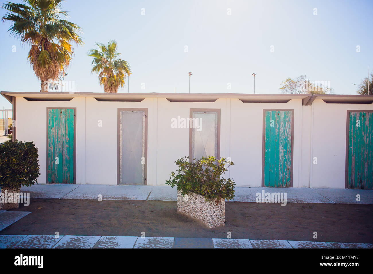 beach changing rooms blue cabin sea dressing room lockers room Stock ...