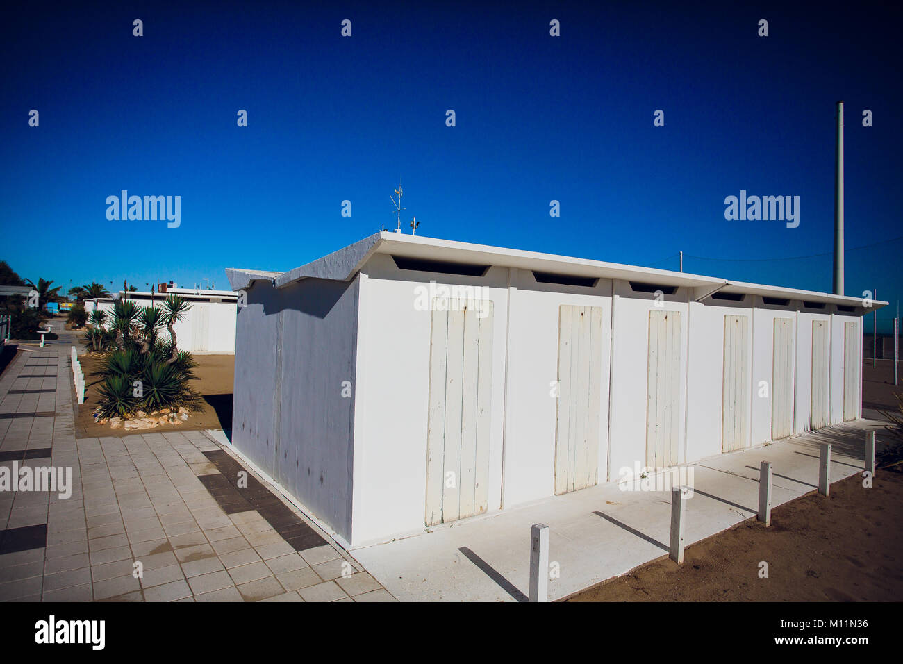 beach changing rooms blue cabin sea dressing room lockers room Stock ...