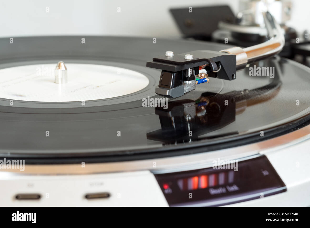 Vinyl plate LP, vintage vinyl turntable in action closeup Stock Photo ...