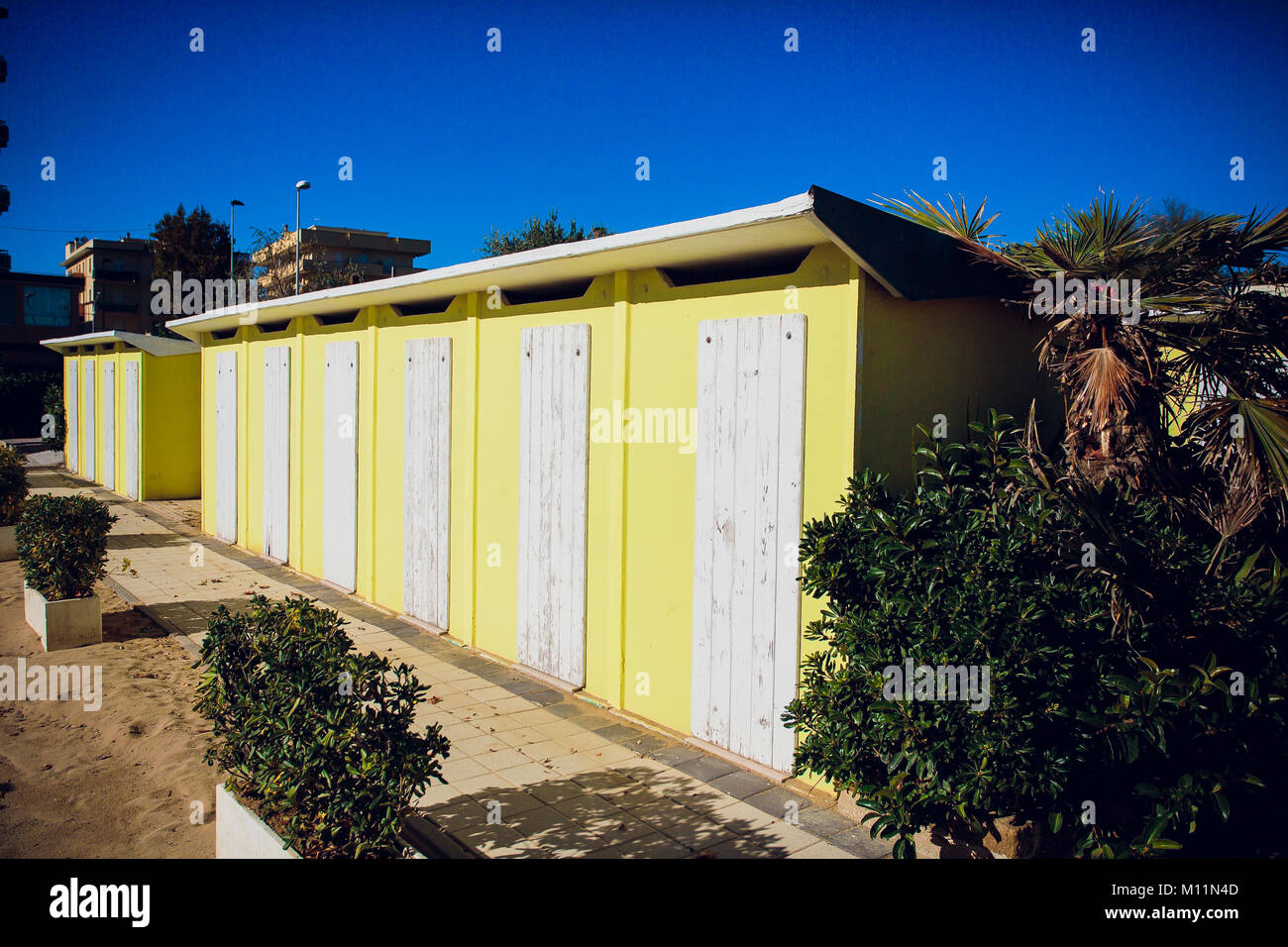 beach changing rooms blue cabin sea dressing room lockers room Stock ...