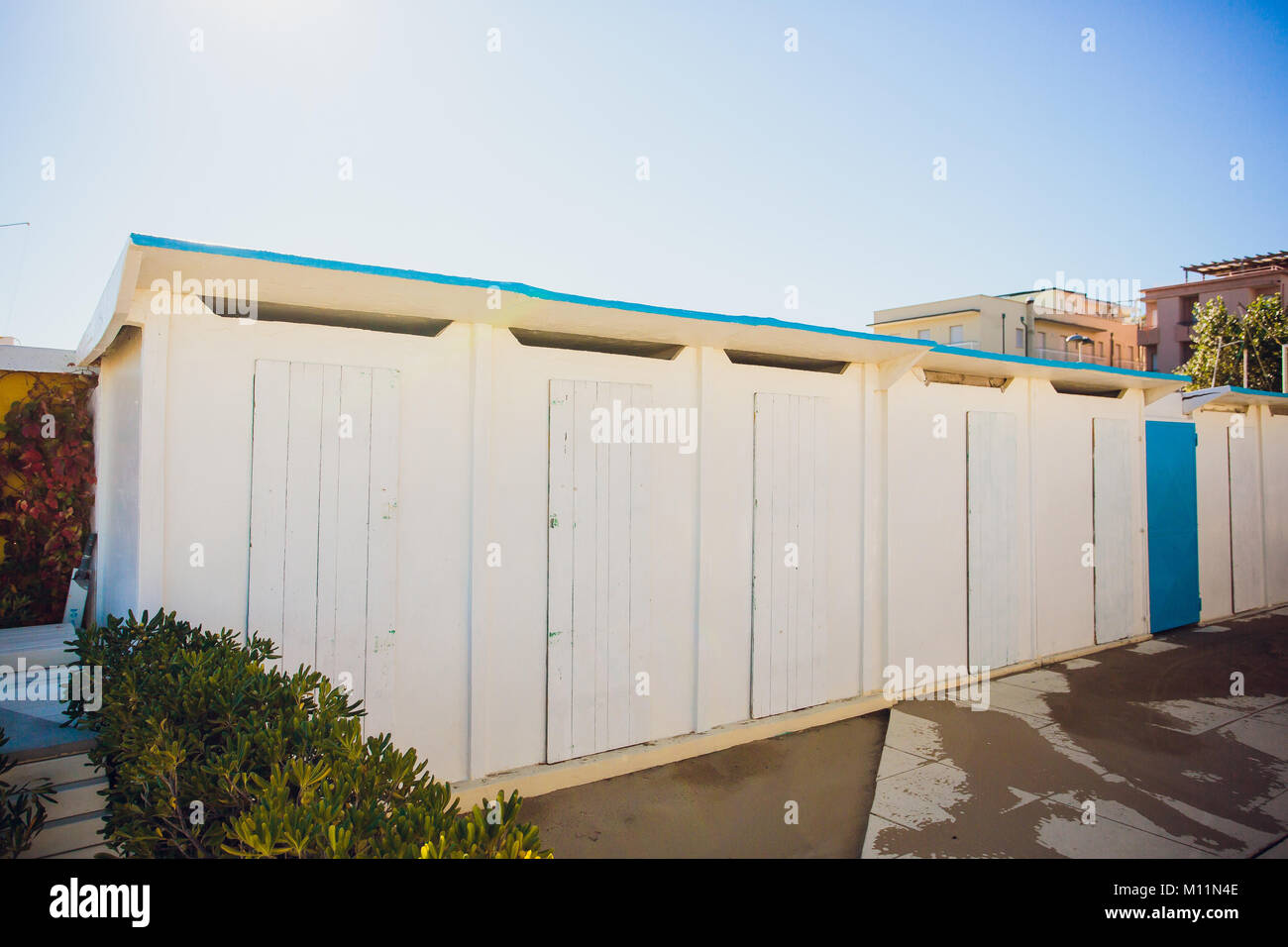 beach changing rooms blue cabin sea dressing room lockers room Stock ...
