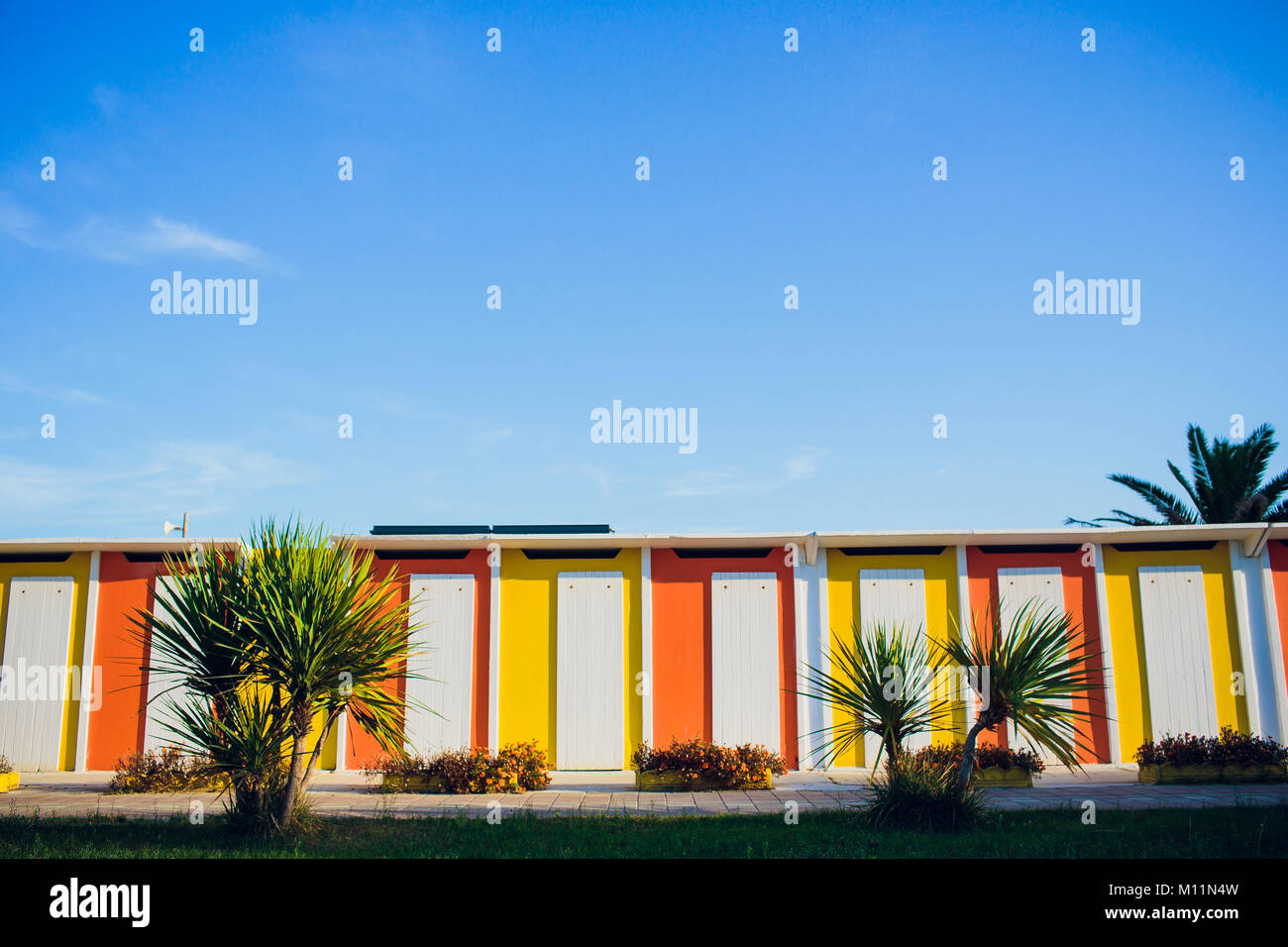 beach changing rooms blue cabin sea dressing room lockers room Stock ...