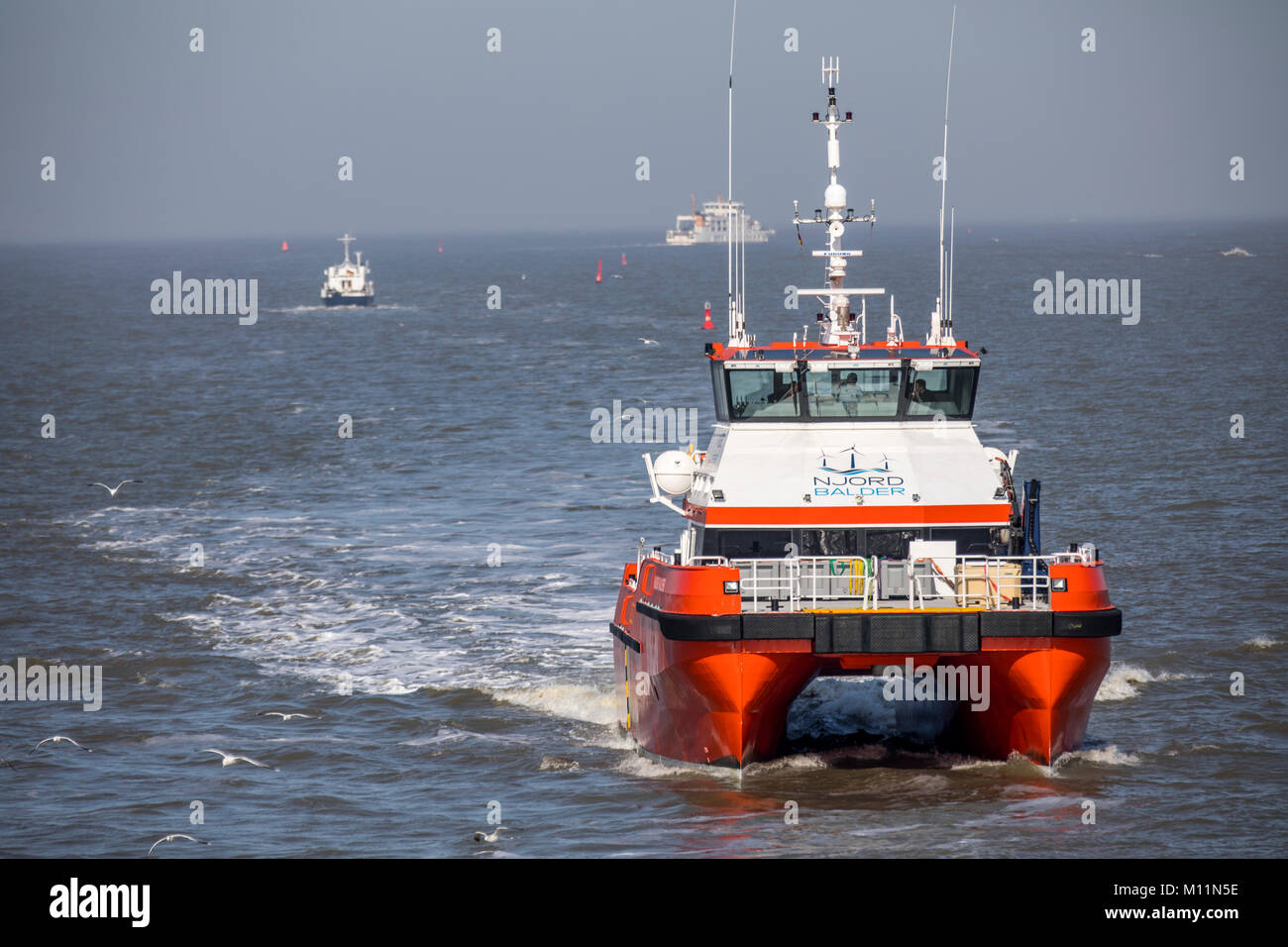 North Sea island Norderney, Ostfriesland, offshore utility ship North ...