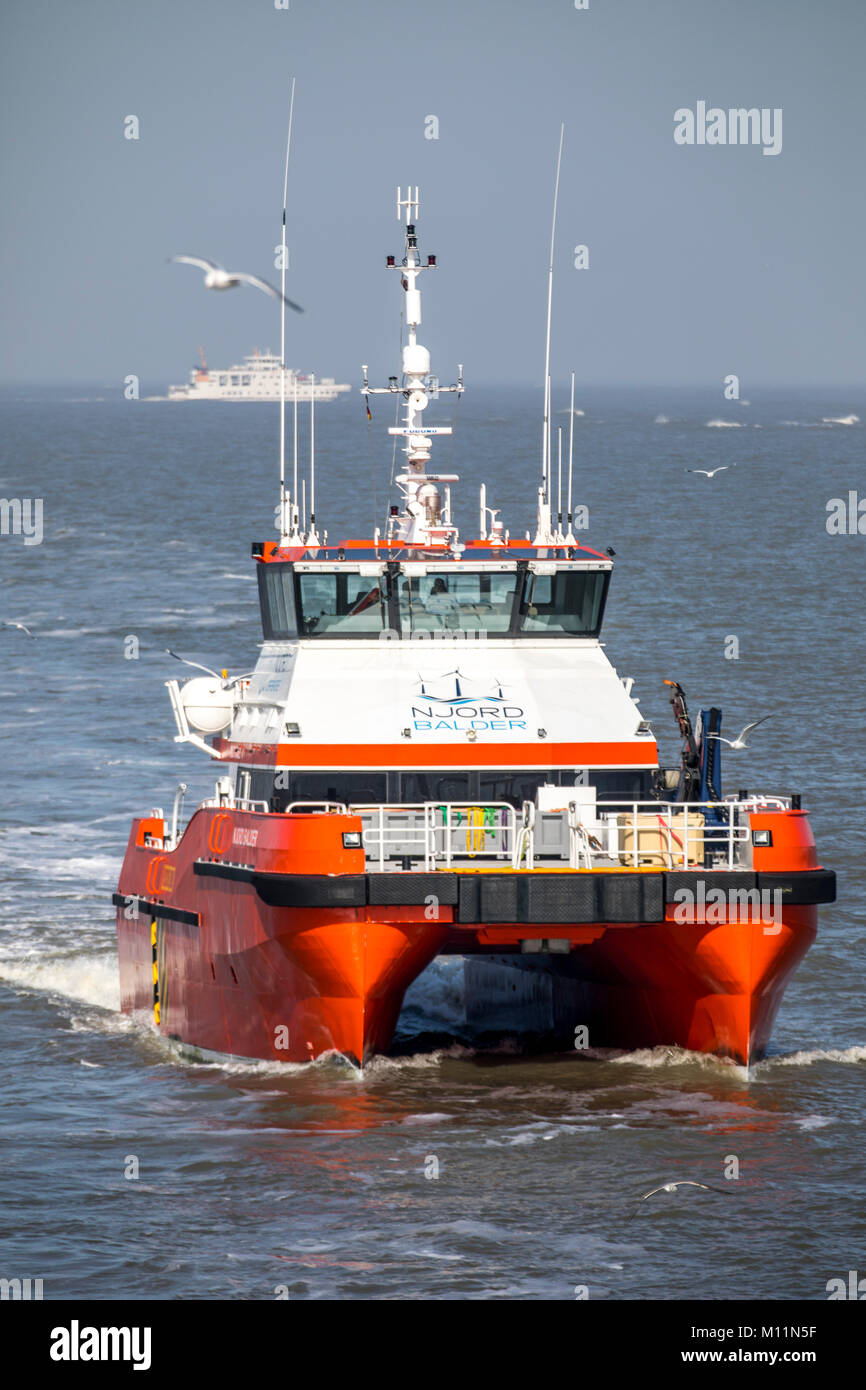 North Sea island Norderney, Ostfriesland, offshore utility ship North ...