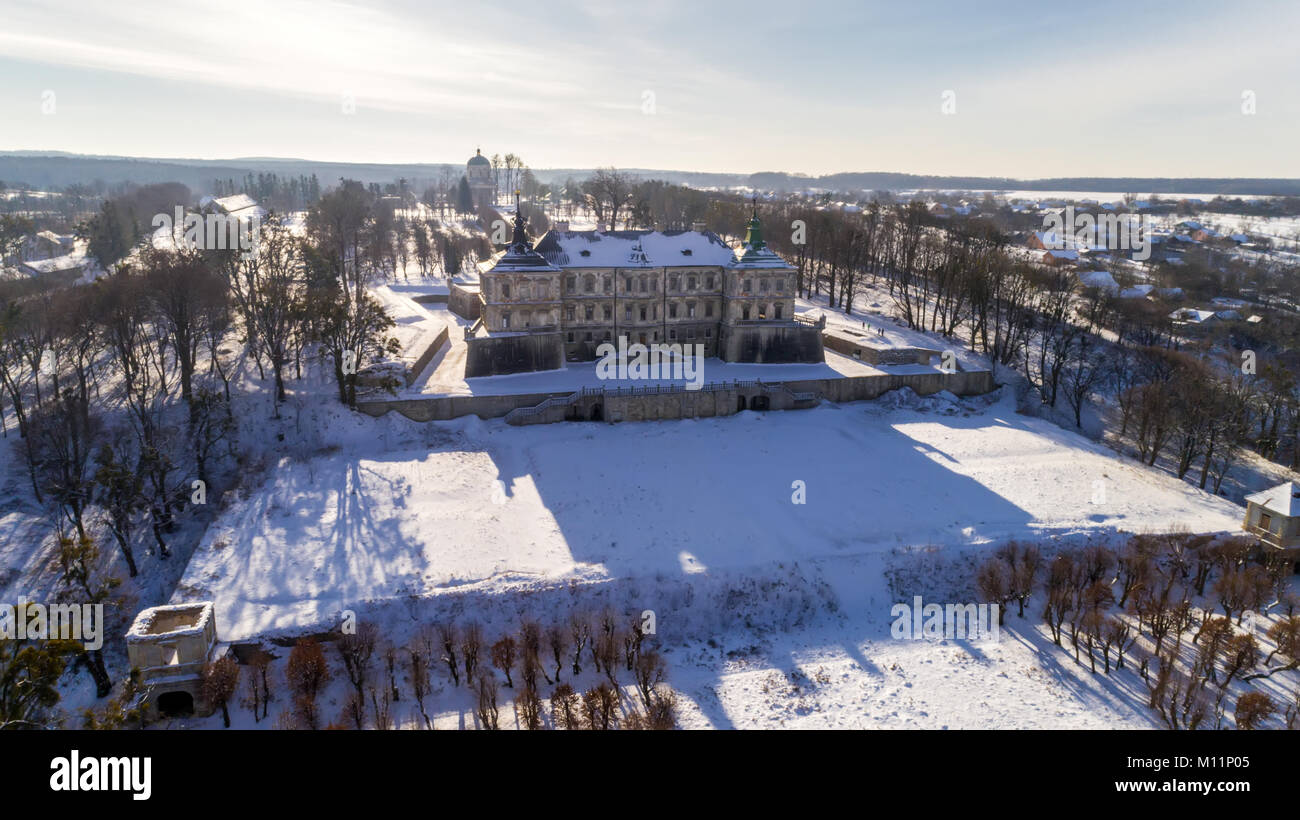 Pidhirtsi castle. Aerial view of the castle from the height of bird ...
