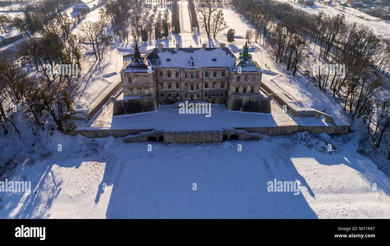 Pidhirtsi castle. Aerial view of the castle from the height of bird ...
