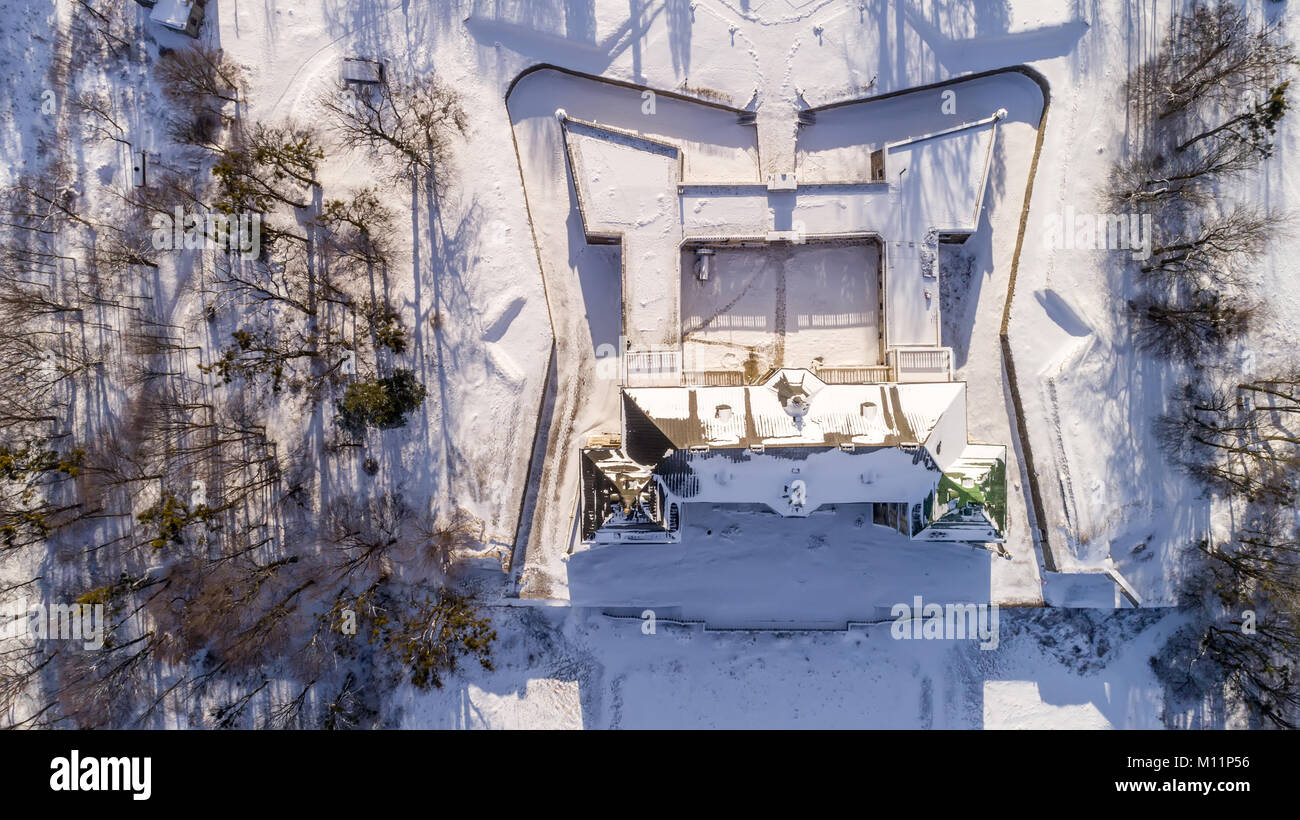 Pidhirtsi castle. Aerial view of the castle from the height of bird ...