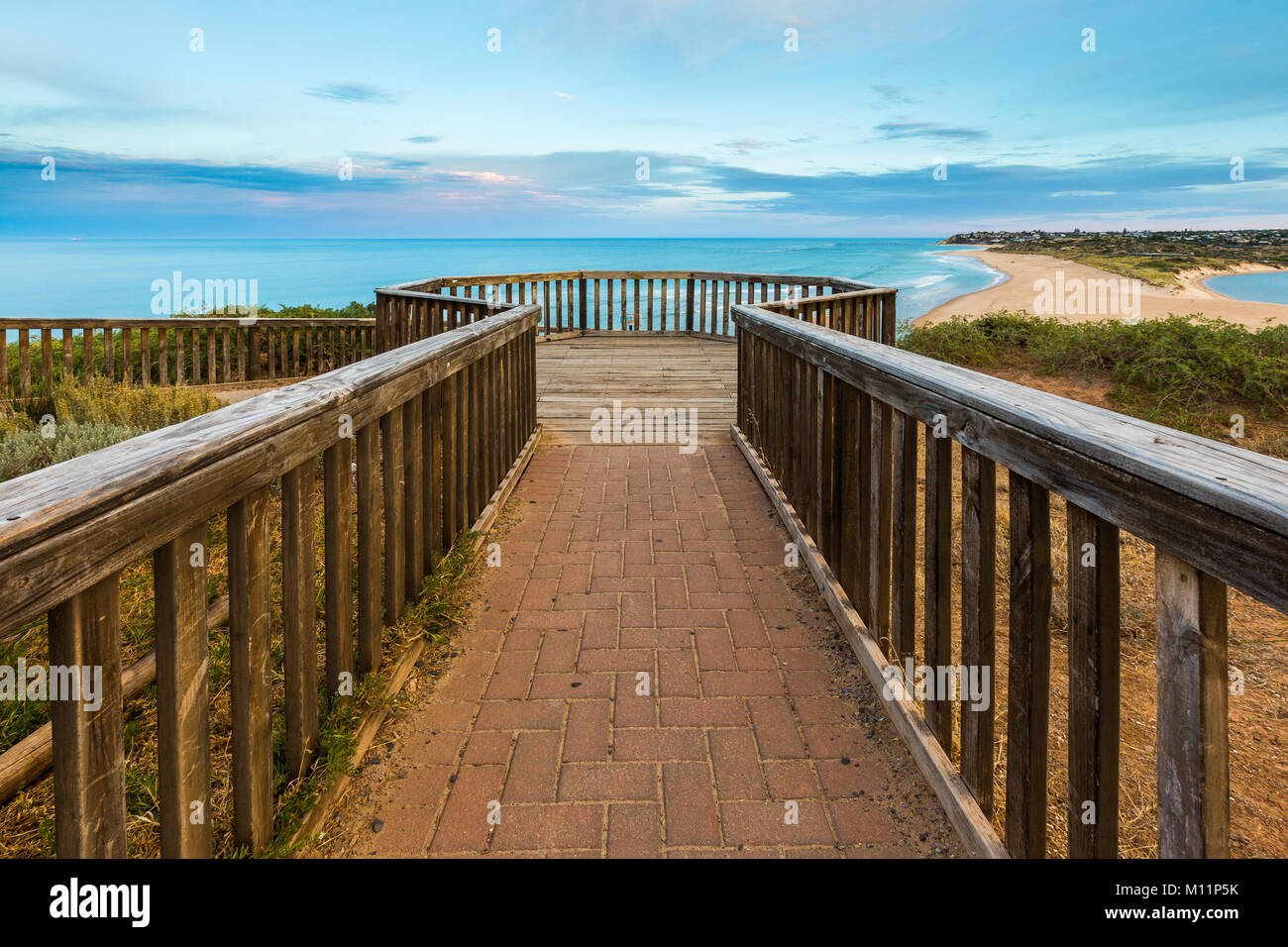 The wooden lookout at Southport Port Noarlunga overlooking the beach ...