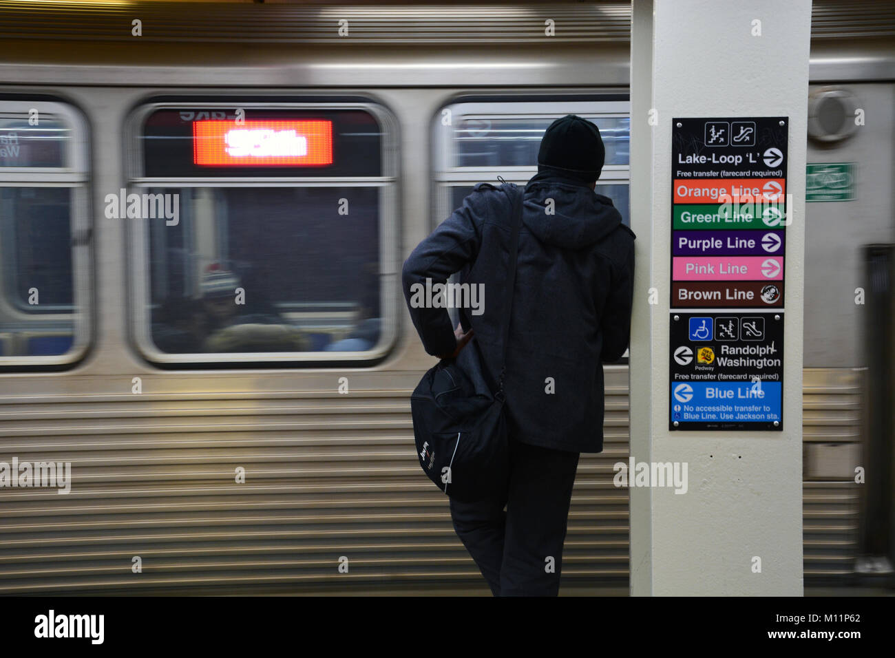 A south bound Red Line train enters the Lake St. station on Chicago's ...