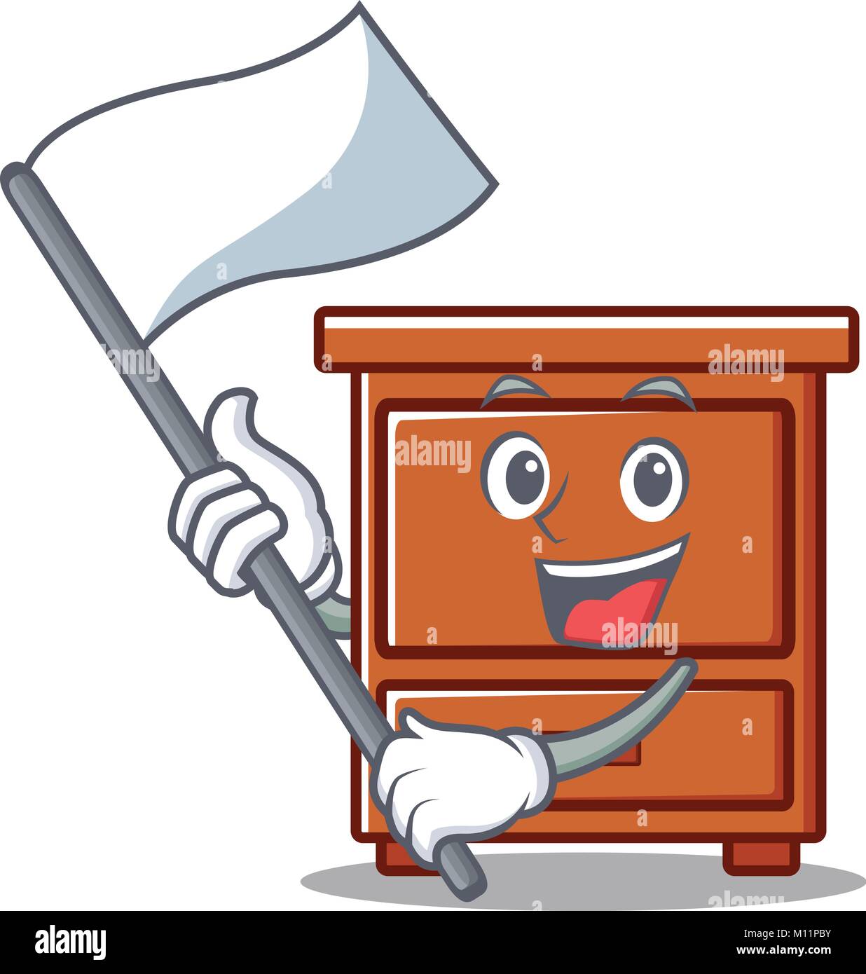 With flag wooden drawer mascot cartoon Stock Vector Image & Art - Alamy