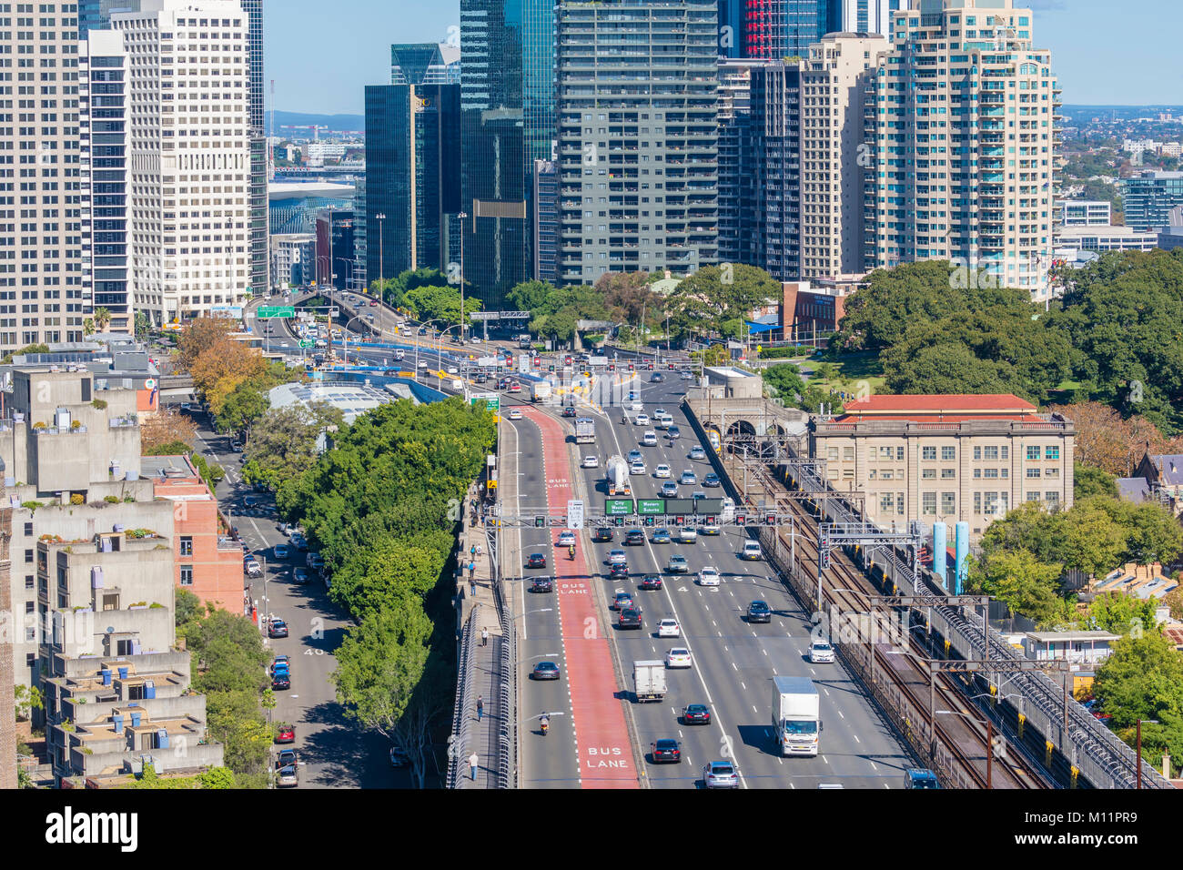 Busy traffic on highway bridge hi-res stock photography and images - Alamy
