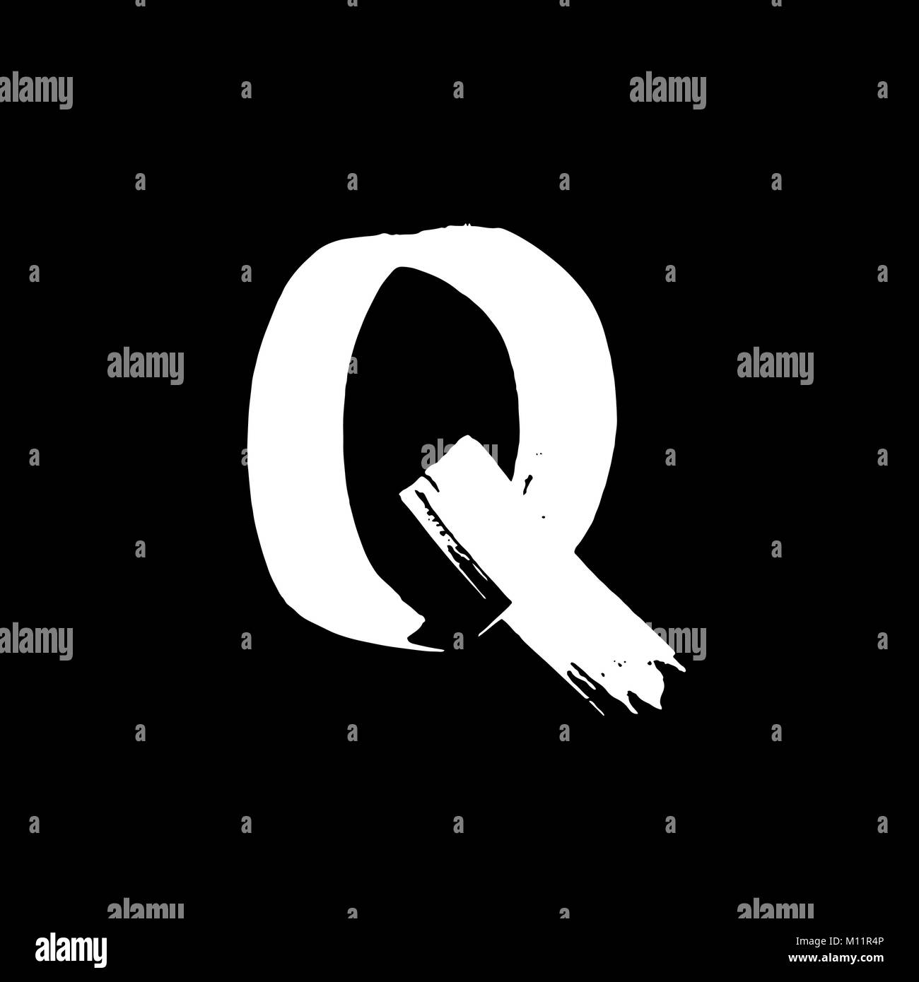 Letter Q. Handwritten by dry brush. Rough strokes font. Vector ...