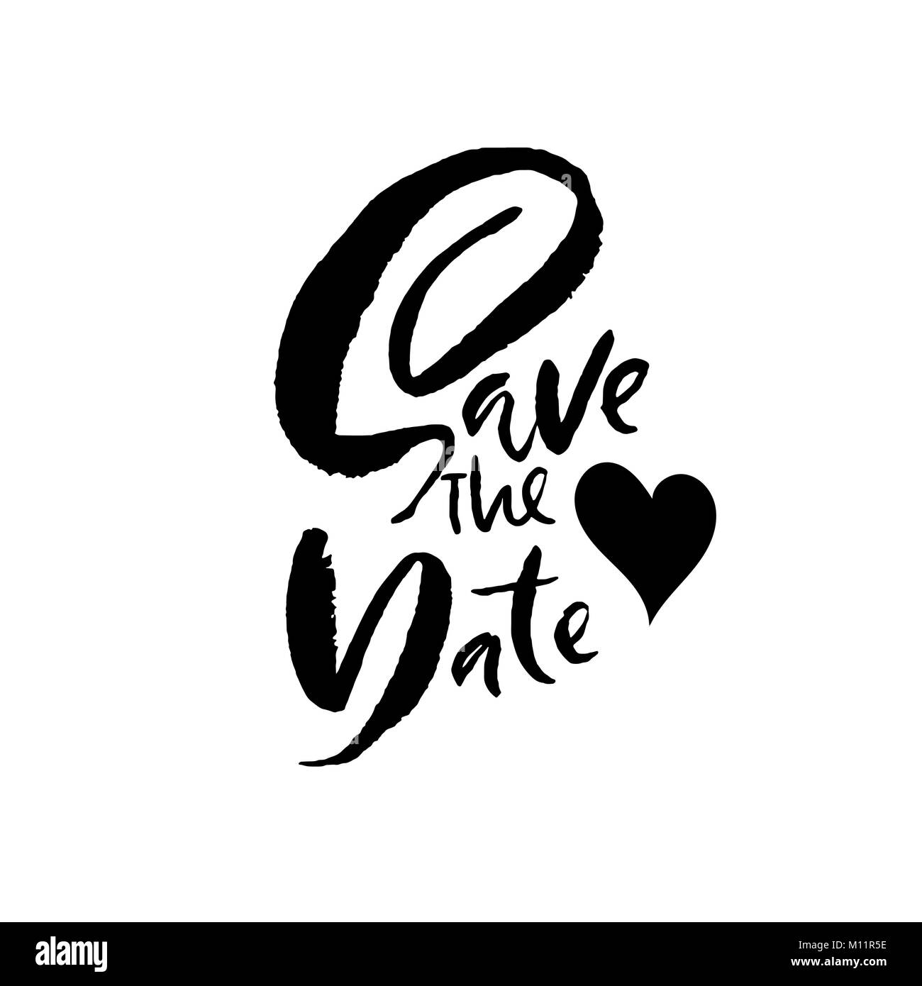 Save the date. Modern ink dry brush pen lettering. Handwritten vector inscription. Typography ...