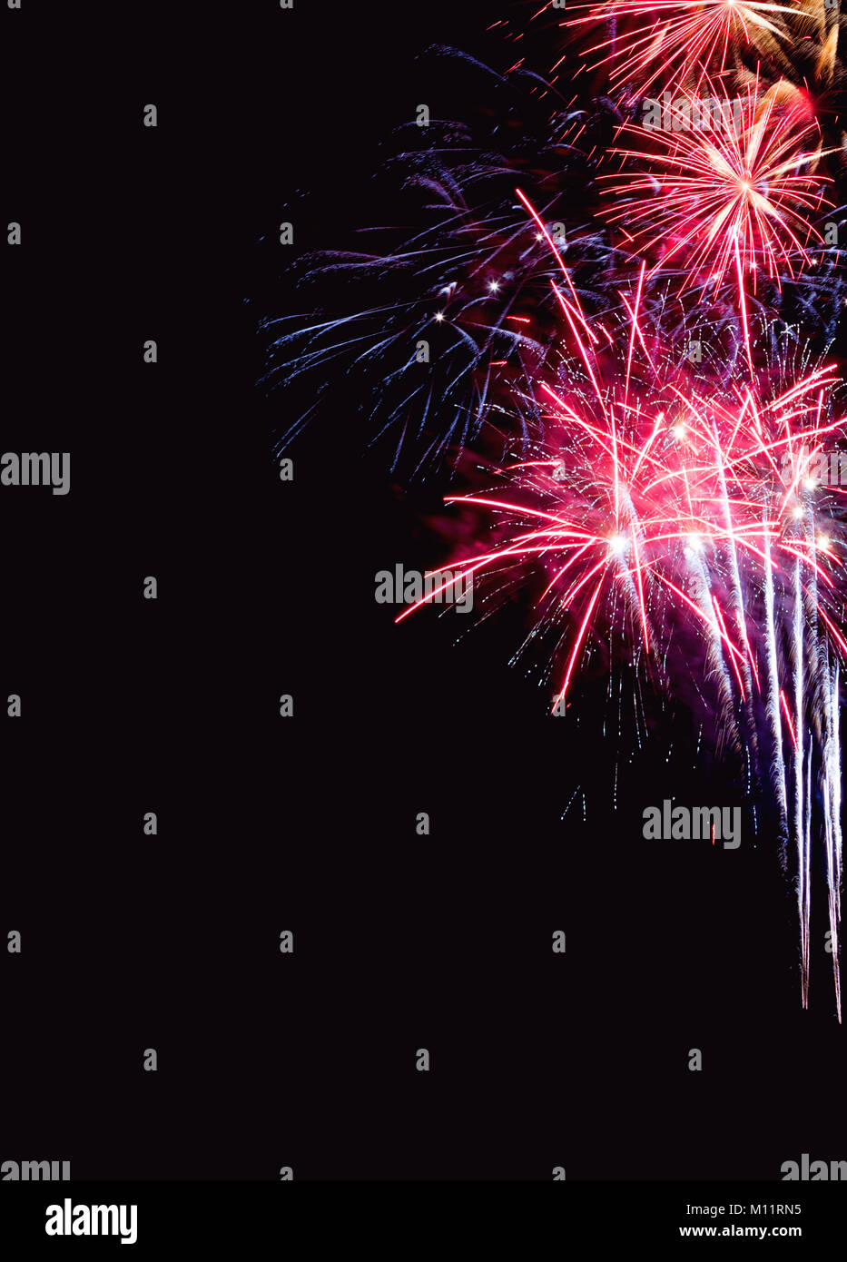 Colorful firework on the night sky. New Year celebration fireworks ...