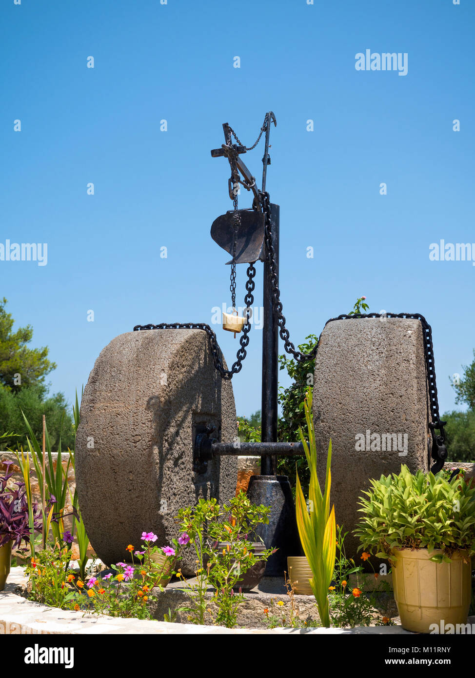luxury villa exterior with an old olive oil extractor Stock Photo - Alamy