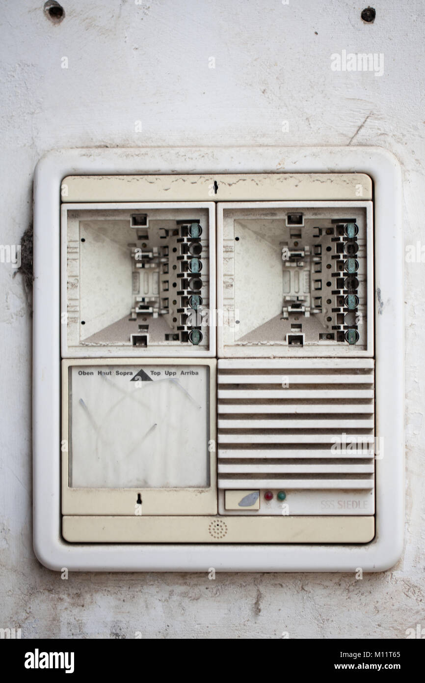 old broken intercom Stock Photo - Alamy